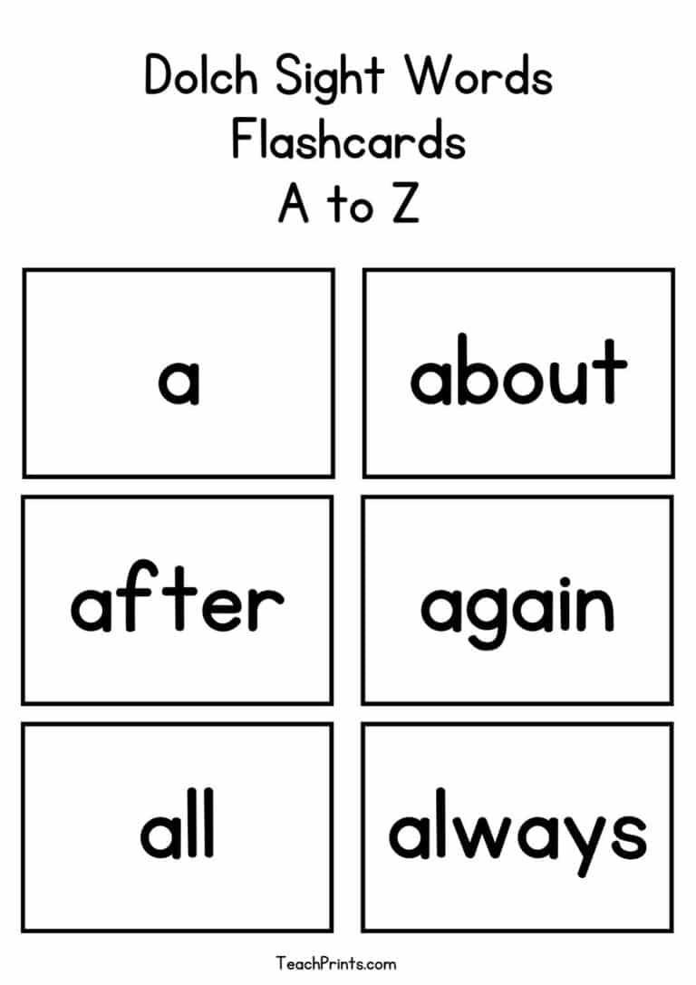 Dolch Sight Words Flashcards (Free and Printable) - Teach Prints