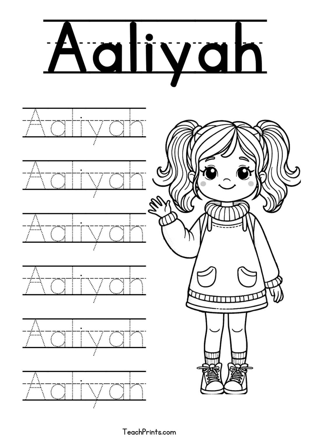 A Name Tracing Worksheets – 132 Names (Free & Printable) - Teach Prints