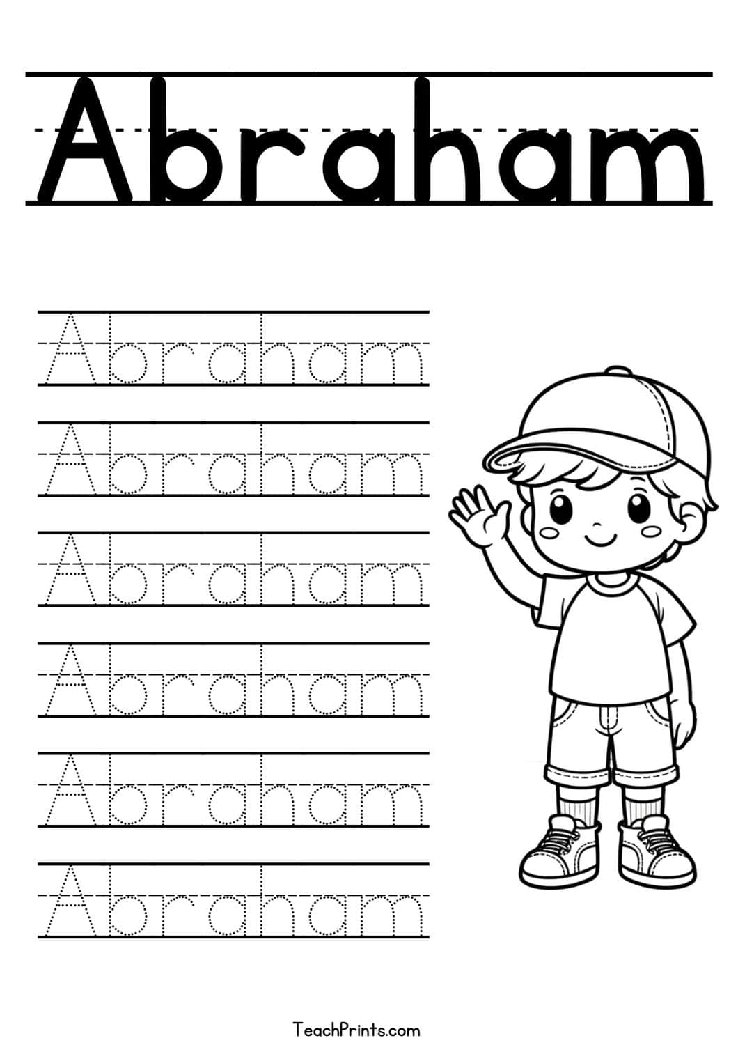 A Name Tracing Worksheets – 132 Names (Free & Printable) - Teach Prints