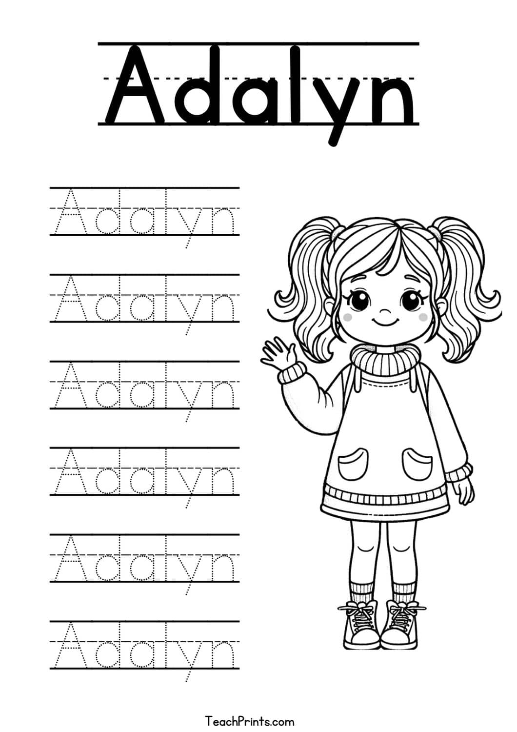 A Name Tracing Worksheets – 132 Names (Free & Printable) - Teach Prints