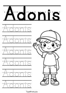 A Name Tracing Worksheets – 132 Names (Free & Printable) - Teach Prints