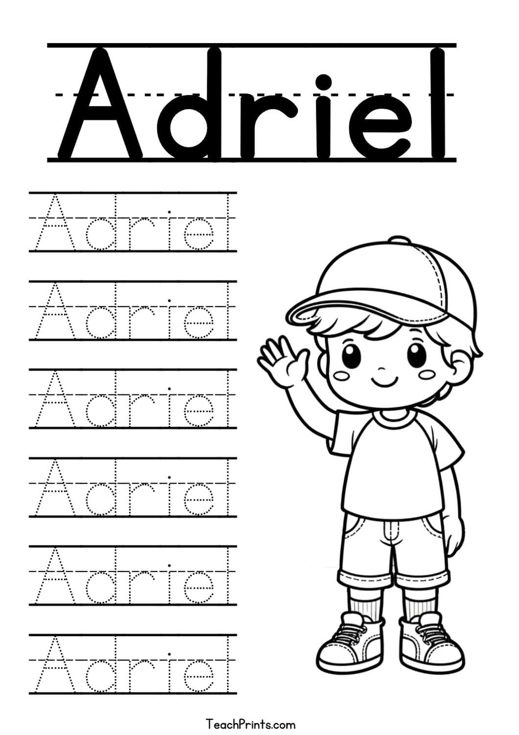 A Name Tracing Worksheets – 132 Names (Free & Printable) - Teach Prints