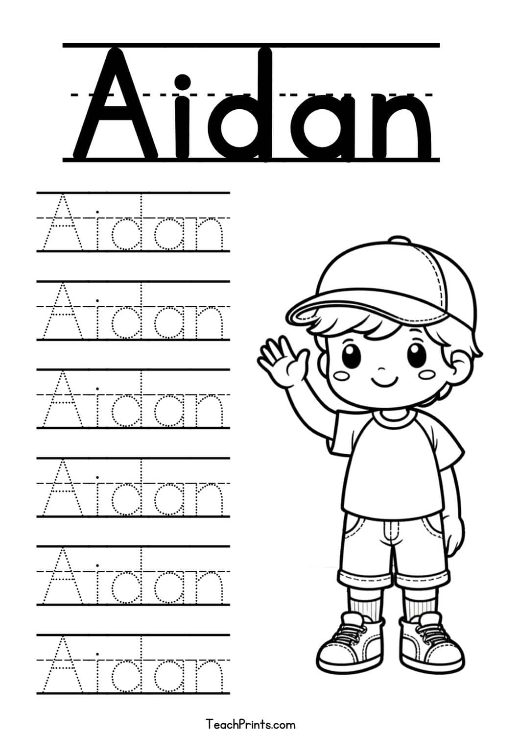 A Name Tracing Worksheets – 132 Names (Free & Printable) - Teach Prints
