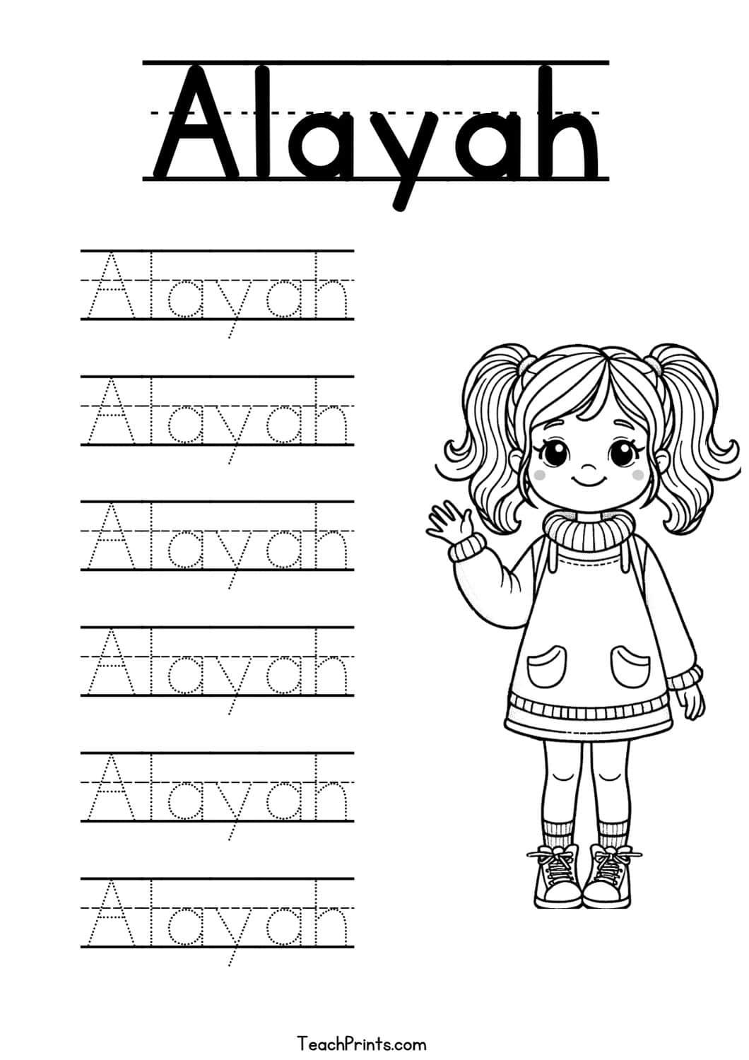 A Name Tracing Worksheets – 132 Names (Free & Printable) - Teach Prints