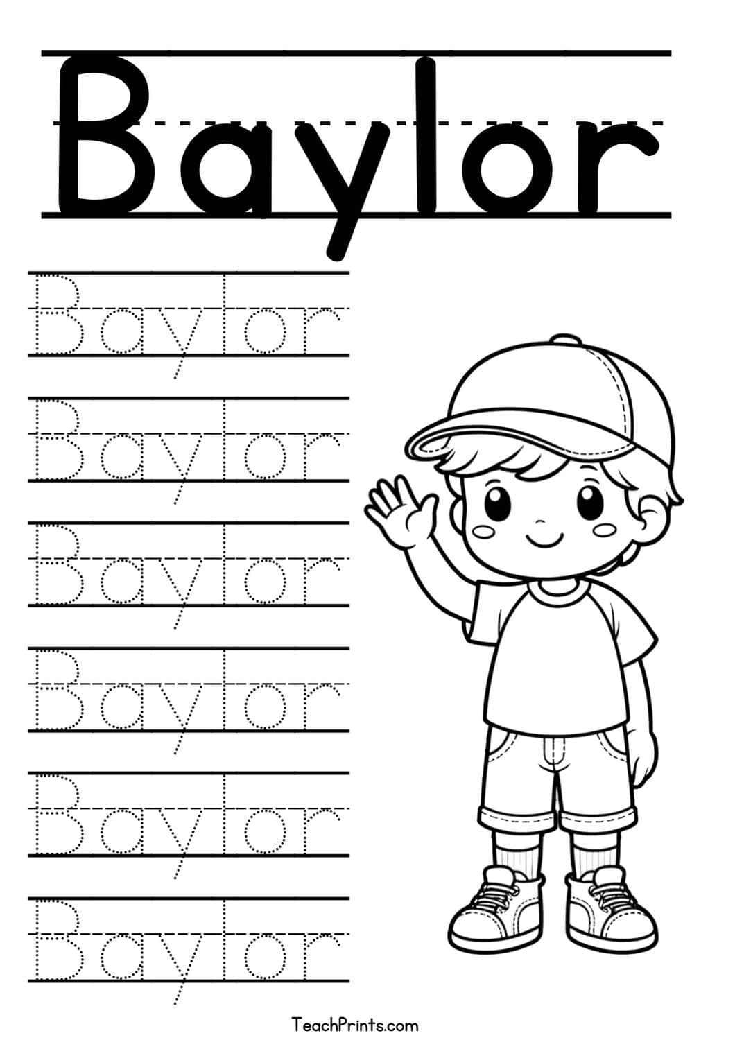 B Name Tracing Worksheets – 39 Names (Free & Printable) - Teach Prints
