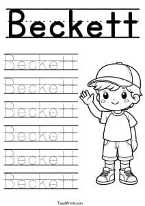 B Name Tracing Worksheets – 39 Names (Free & Printable) - Teach Prints