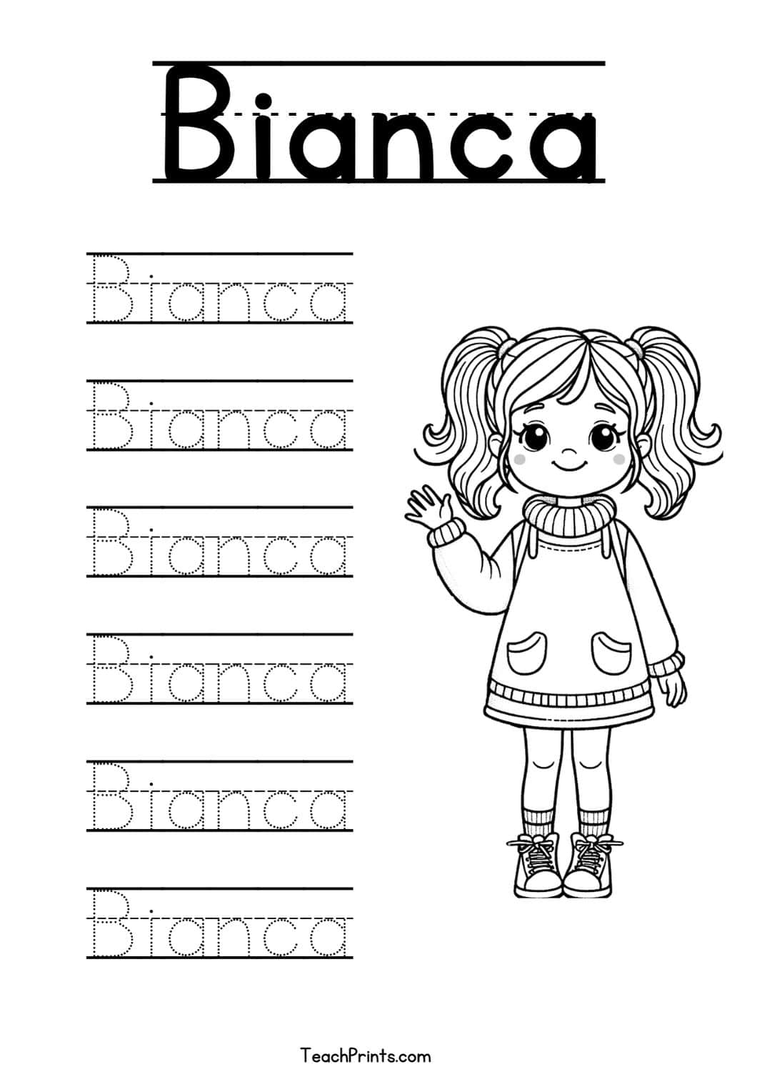 B Name Tracing Worksheets – 39 Names (Free & Printable) - Teach Prints