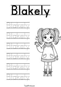 B Name Tracing Worksheets – 39 Names (Free & Printable) - Teach Prints