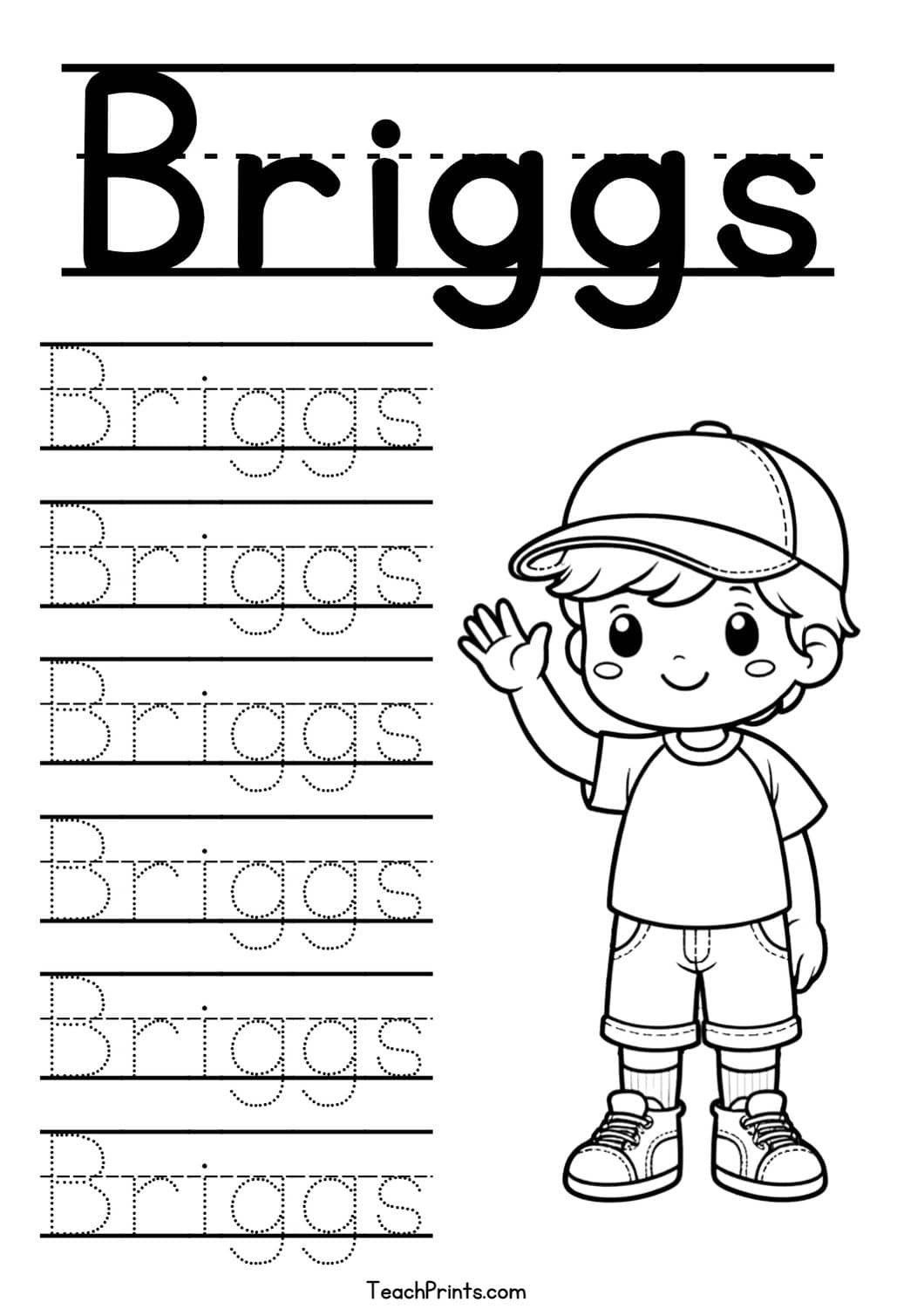 B Name Tracing Worksheets – 39 Names (Free & Printable) - Teach Prints