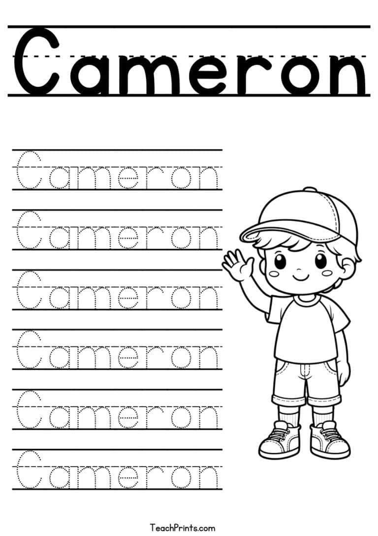 C Name Tracing Worksheets – 63 Names (Free & Printable) - Teach Prints