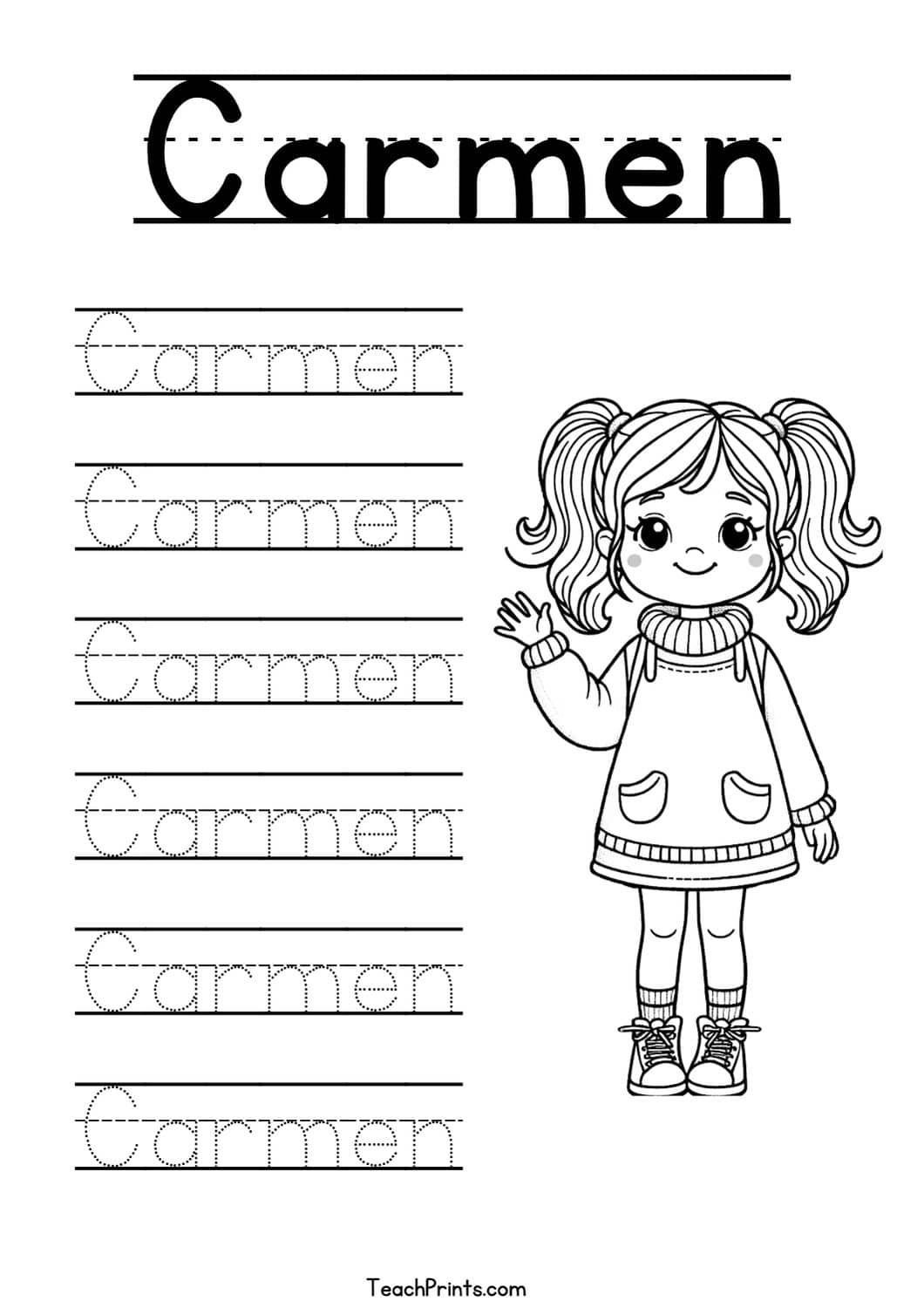 C Name Tracing Worksheets – 63 Names (Free & Printable) - Teach Prints