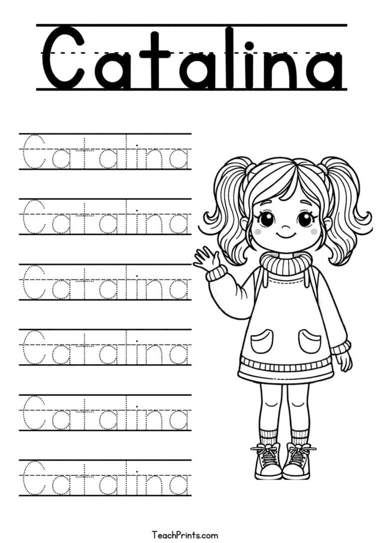 C Name Tracing Worksheets – 63 Names (Free & Printable) - Teach Prints