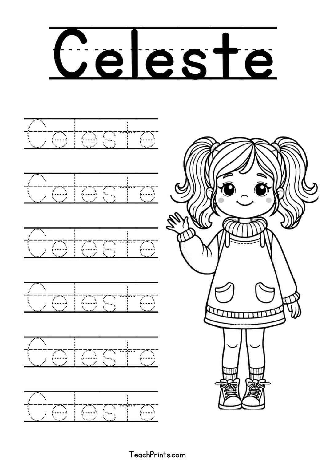 C Name Tracing Worksheets – 63 Names (Free & Printable) - Teach Prints