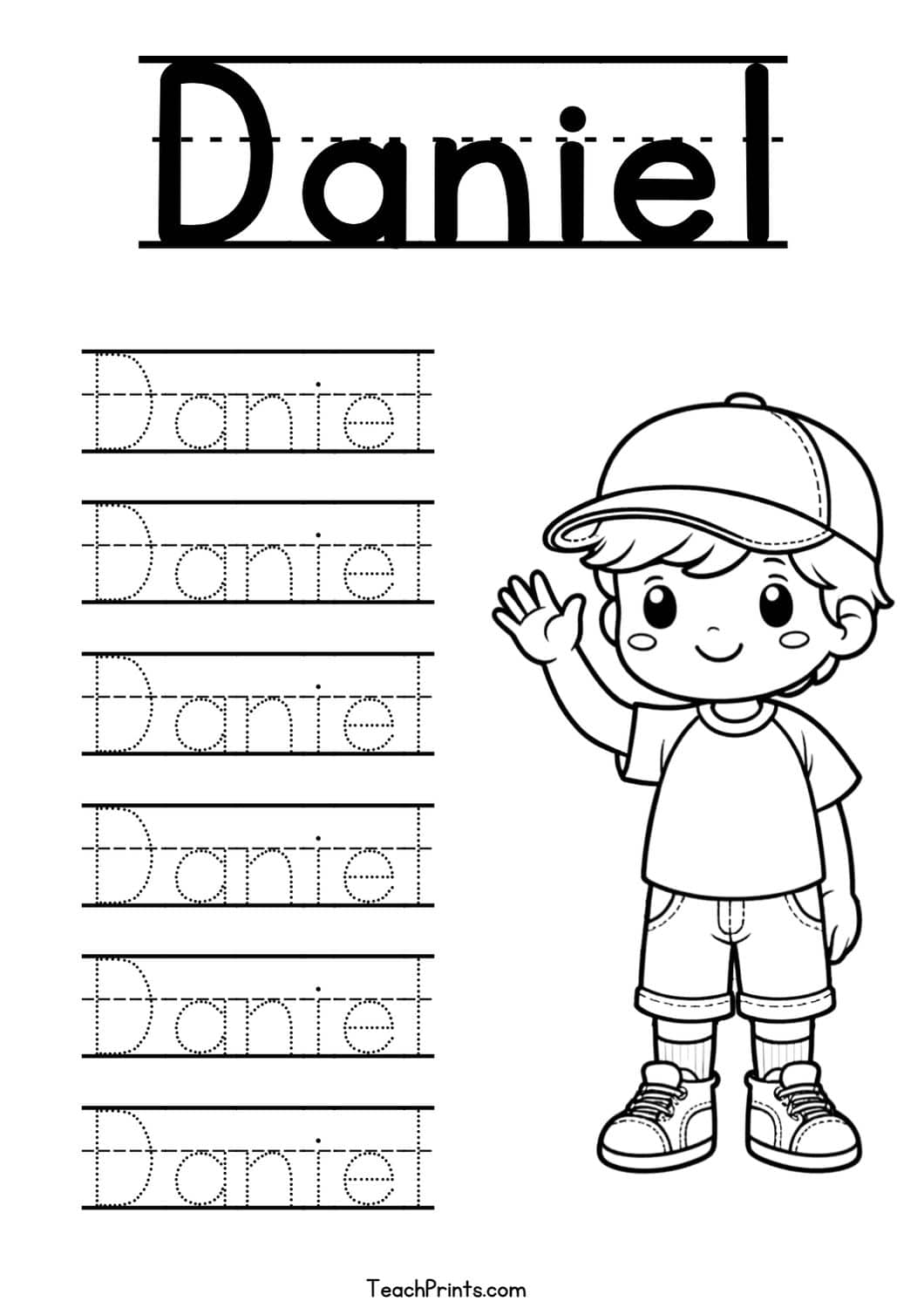 D Name Tracing Worksheets – 32 Names (Free & Printable) - Teach Prints