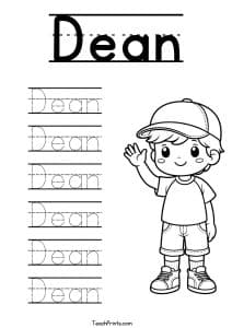 D Name Tracing Worksheets – 32 Names (Free & Printable) - Teach Prints