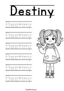 D Name Tracing Worksheets – 32 Names (Free & Printable) - Teach Prints