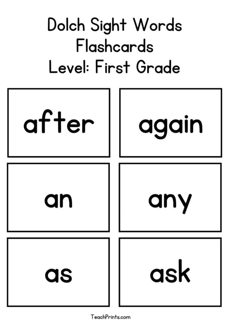 Dolch Sight Words Flashcards (Free and Printable) - Teach Prints