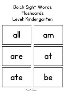 Dolch Sight Words Flashcards (Free and Printable) - Teach Prints