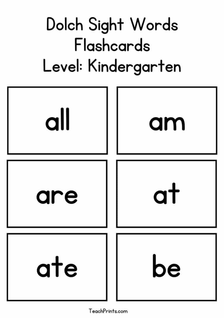 Dolch Sight Words Flashcards (Free and Printable) - Teach Prints