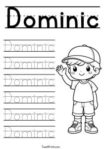 D Name Tracing Worksheets – 32 Names (Free & Printable) - Teach Prints