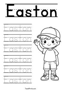 E Name Tracing Worksheets – 63 Names (Free & Printable) - Teach Prints