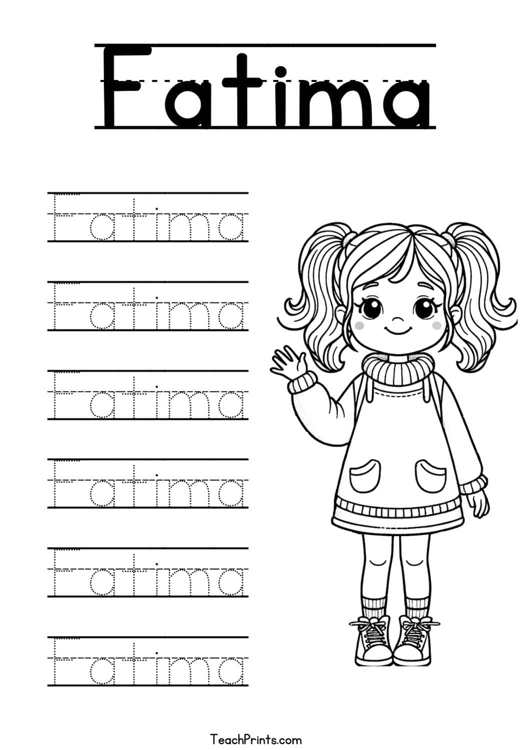 F Name Tracing Worksheets – 14 Names (Free & Printable) - Teach Prints