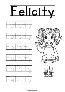F Name Tracing Worksheets – 14 Names (Free & Printable) - Teach Prints