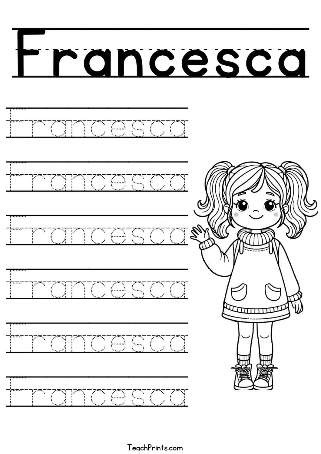 F Name Tracing Worksheets – 14 Names (Free & Printable) - Teach Prints