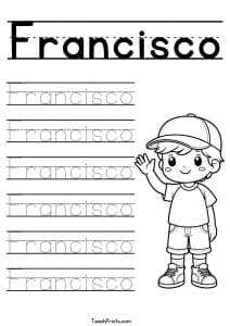 F Name Tracing Worksheets – 14 Names (Free & Printable) - Teach Prints