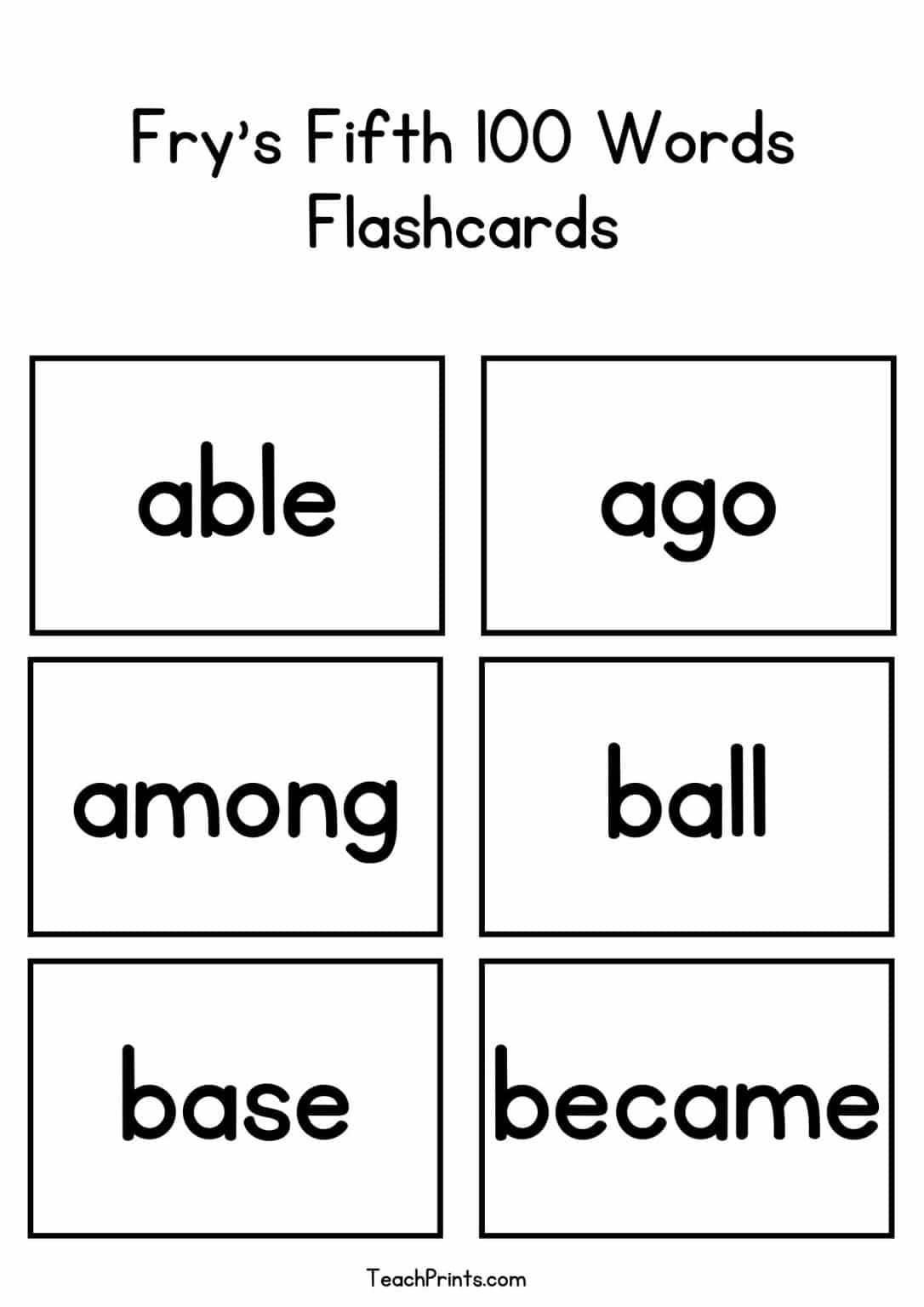 Fry Sight Words Flashcards - Free and Printable - Teach Prints