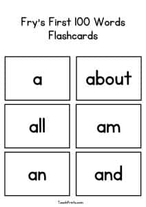 Dolch Sight Words Flashcards (Free and Printable) - Teach Prints