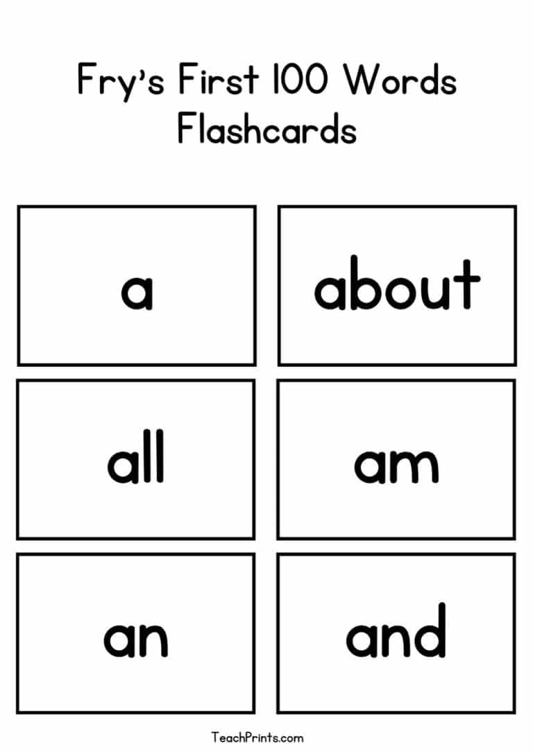 Fry Sight Words Flashcards - Free and Printable - Teach Prints