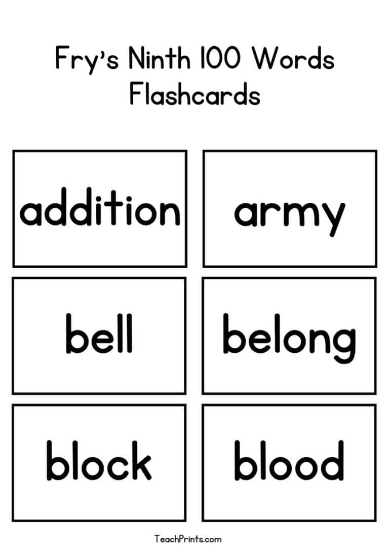 Fry Sight Words Flashcards - Free and Printable - Teach Prints