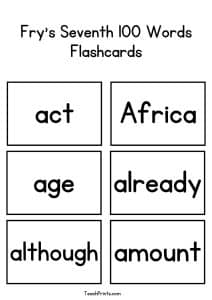 Fry Sight Words Flashcards - Free and Printable - Teach Prints