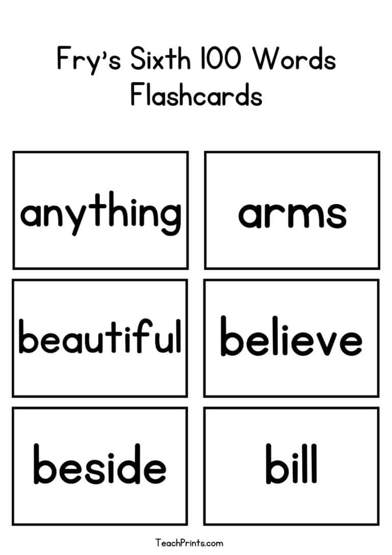 Fry Sight Words Flashcards - Free and Printable - Teach Prints