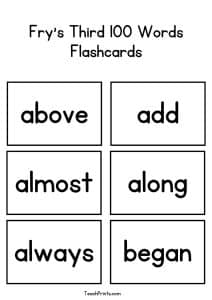 Fry Sight Words Flashcards - Free and Printable - Teach Prints