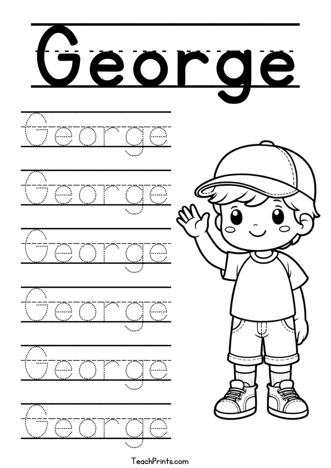 G Name Tracing Worksheets – 28 Names (Free & Printable) - Teach Prints