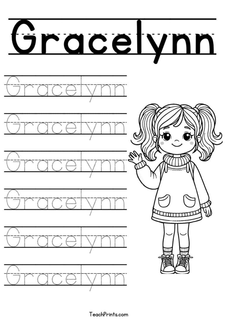G Name Tracing Worksheets – 28 Names (Free & Printable) - Teach Prints