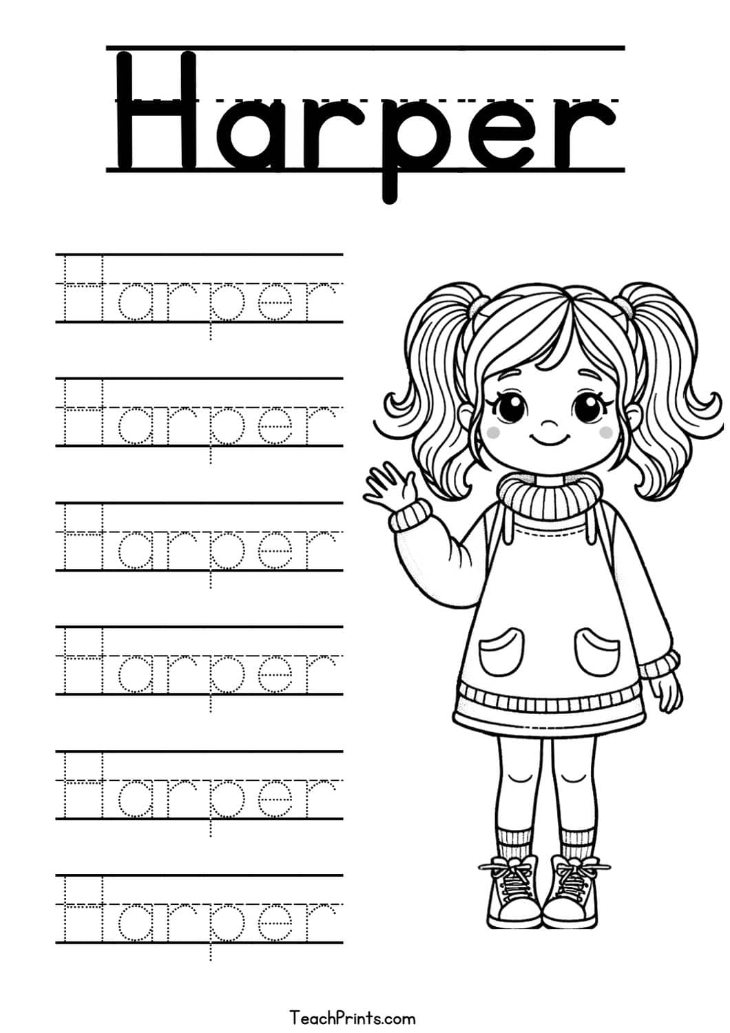 H Name Tracing Worksheets – 29 Names (Free & Printable) - Teach Prints