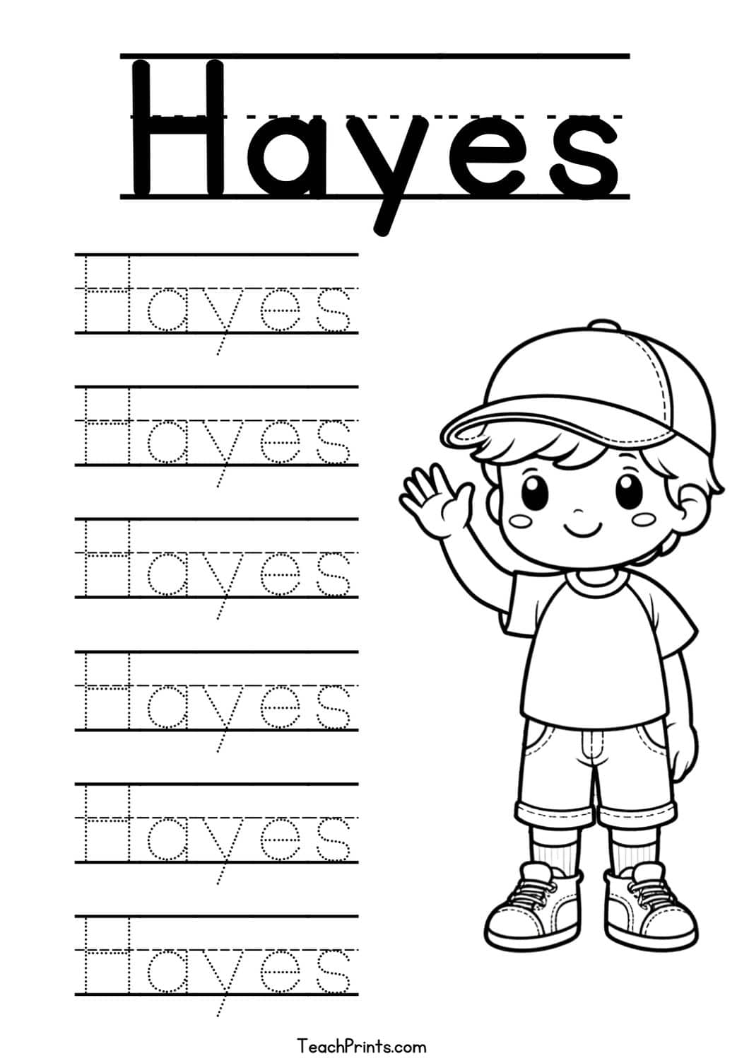 H Name Tracing Worksheets – 29 Names (Free & Printable) - Teach Prints