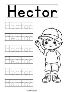 H Name Tracing Worksheets – 29 Names (Free & Printable) - Teach Prints
