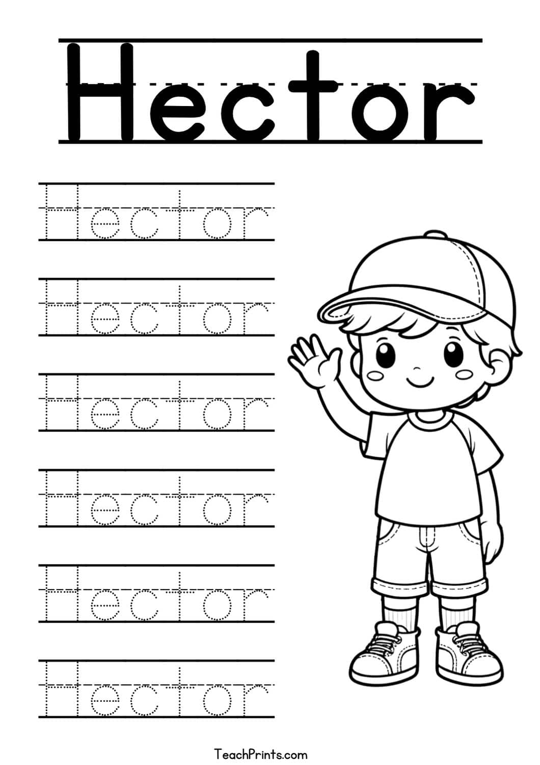 H Name Tracing Worksheets – 29 Names (Free & Printable) - Teach Prints