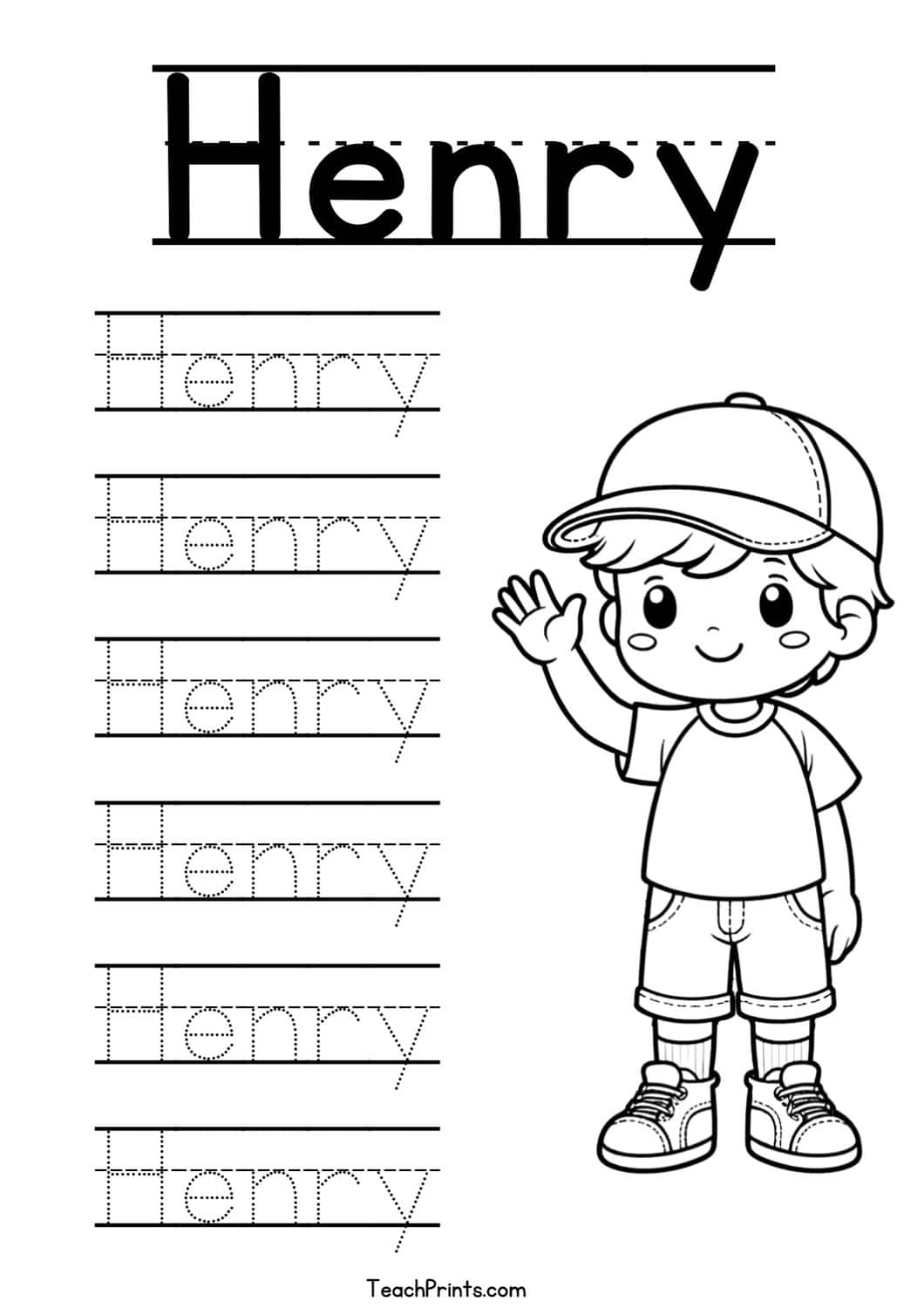 H Name Tracing Worksheets – 29 Names (Free & Printable) - Teach Prints