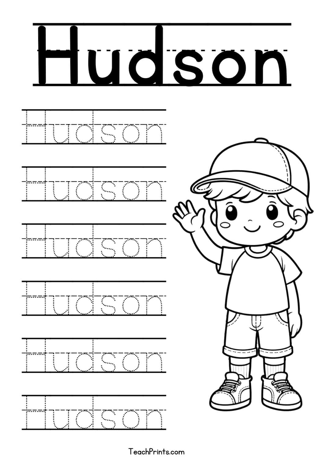 H Name Tracing Worksheets – 29 Names (Free & Printable) - Teach Prints