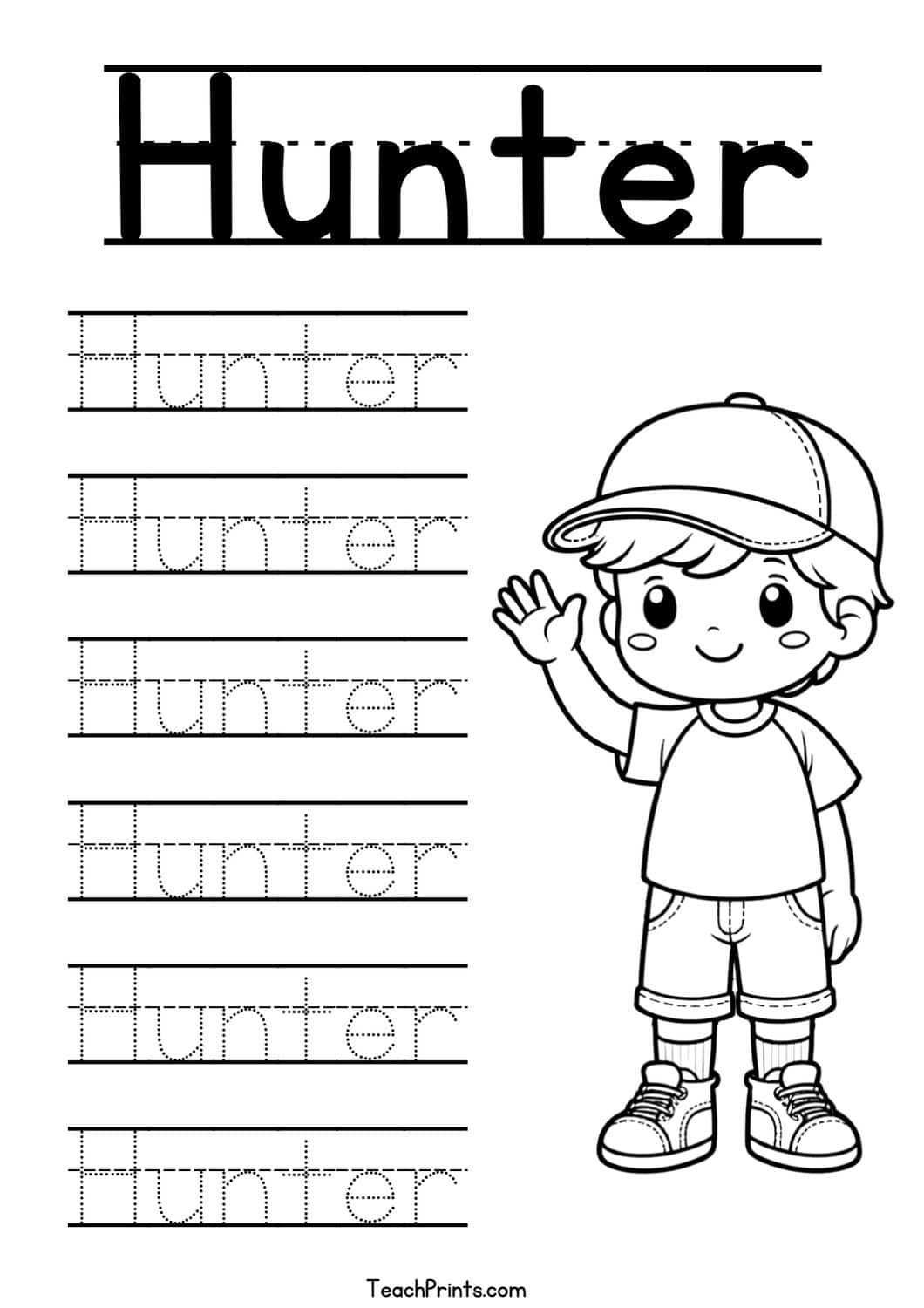 H Name Tracing Worksheets – 29 Names (Free & Printable) - Teach Prints