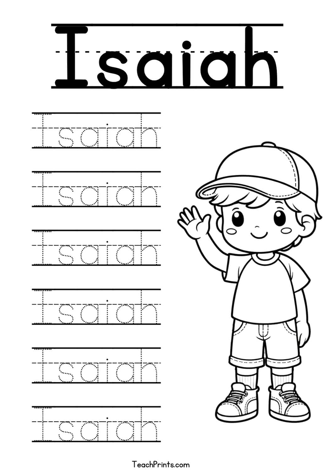 I Name Tracing Worksheets – 15 Names (Free & Printable) - Teach Prints