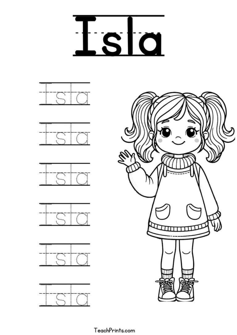 I Name Tracing Worksheets – 15 Names (Free & Printable) - Teach Prints