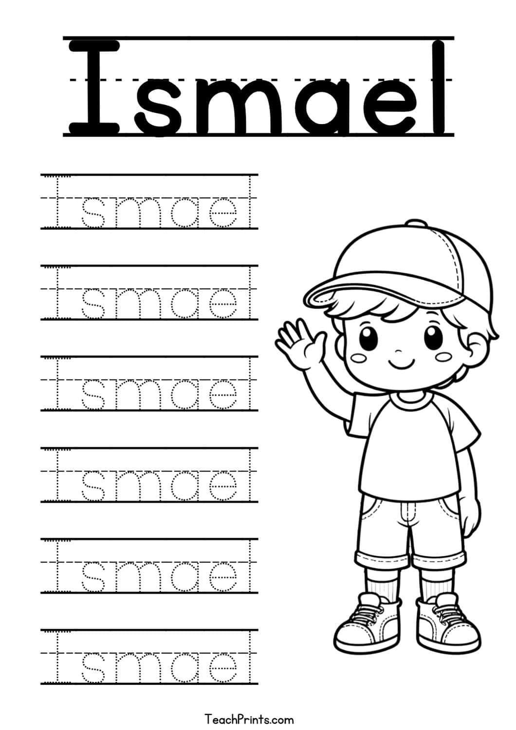 I Name Tracing Worksheets – 15 Names (Free & Printable) - Teach Prints
