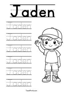 J Name Tracing Worksheets – 65 Names (Free & Printable) - Teach Prints