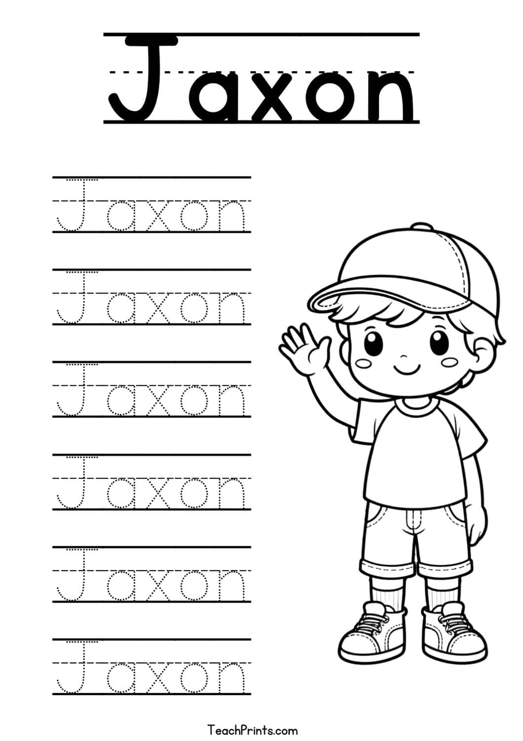 J Name Tracing Worksheets – 65 Names (Free & Printable) - Teach Prints